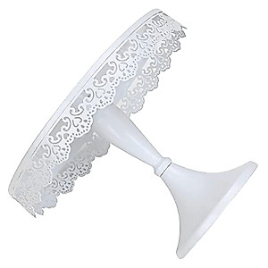 TRSPCWR White Cake Stand 10in , Metal Dessert Display Stands Cupcake Holder, Decor for Wedding, Birthday, Party, Round