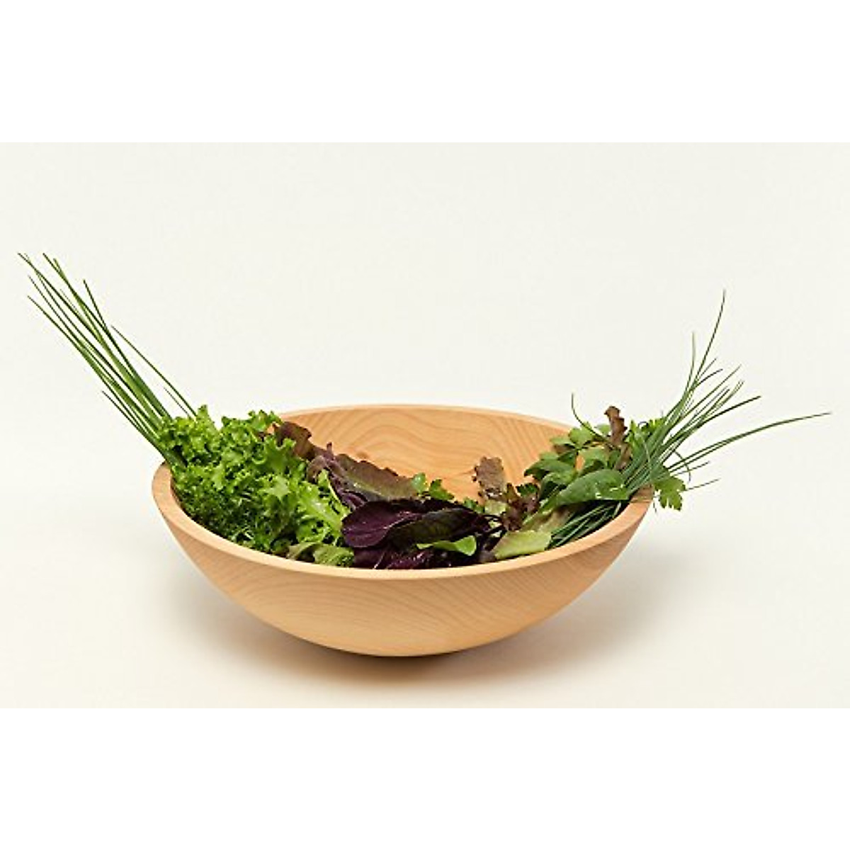 EZ Hold Wooden Chopped Salad Bowl 12" with Matching Maple Handled Mezzaluna