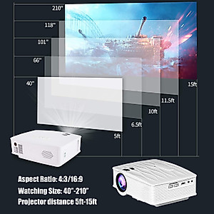 WiFi Laptop Projector Computer Projector 2022 Upgrade 5500L 210" Projector for Outdoor Movies, Supports 1080P Synchronize Smartphone Screen by WiFi/USB Cable for Home Entertainment iOS/Android