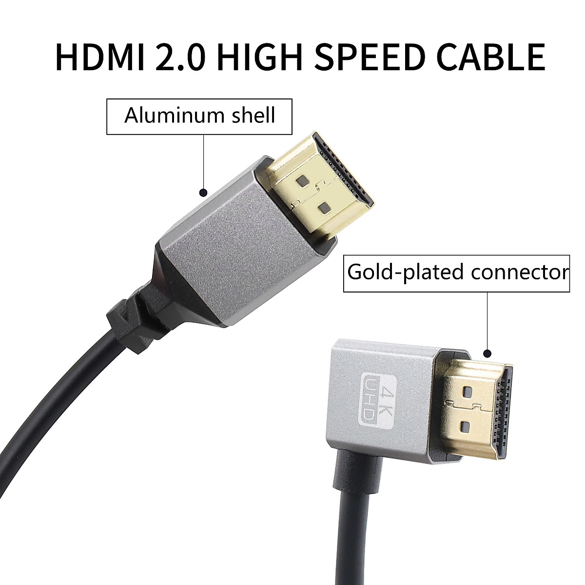 RIIEYOCA 90 Degree Left Angle UHD 4K HDMI Male to HDMI Male 18Gbps High Speed 2.0 Extender Coiled Cable Supports 4K@60Hz,1080p,ARC,3D,for DVRs,HDTV,Roku Ultra Stretchable to 1.5M/5FT