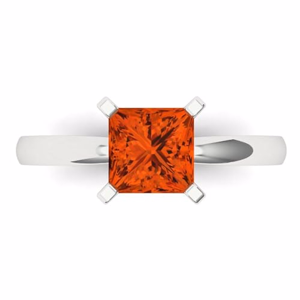 Clara Pucci 1.50 ct Princess Cut Solitaire Red Simulated Diamond Engagement Bridal Promise Anniversary Ring 18K White Gold Size 4.25