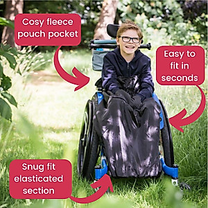 100% Waterproof Fleece-Lined Wheelchair Cozy Wheelchair Blanket | Universal fit for wheelchairs and Special Needs Buggies | Child Size (Gray Elephant)