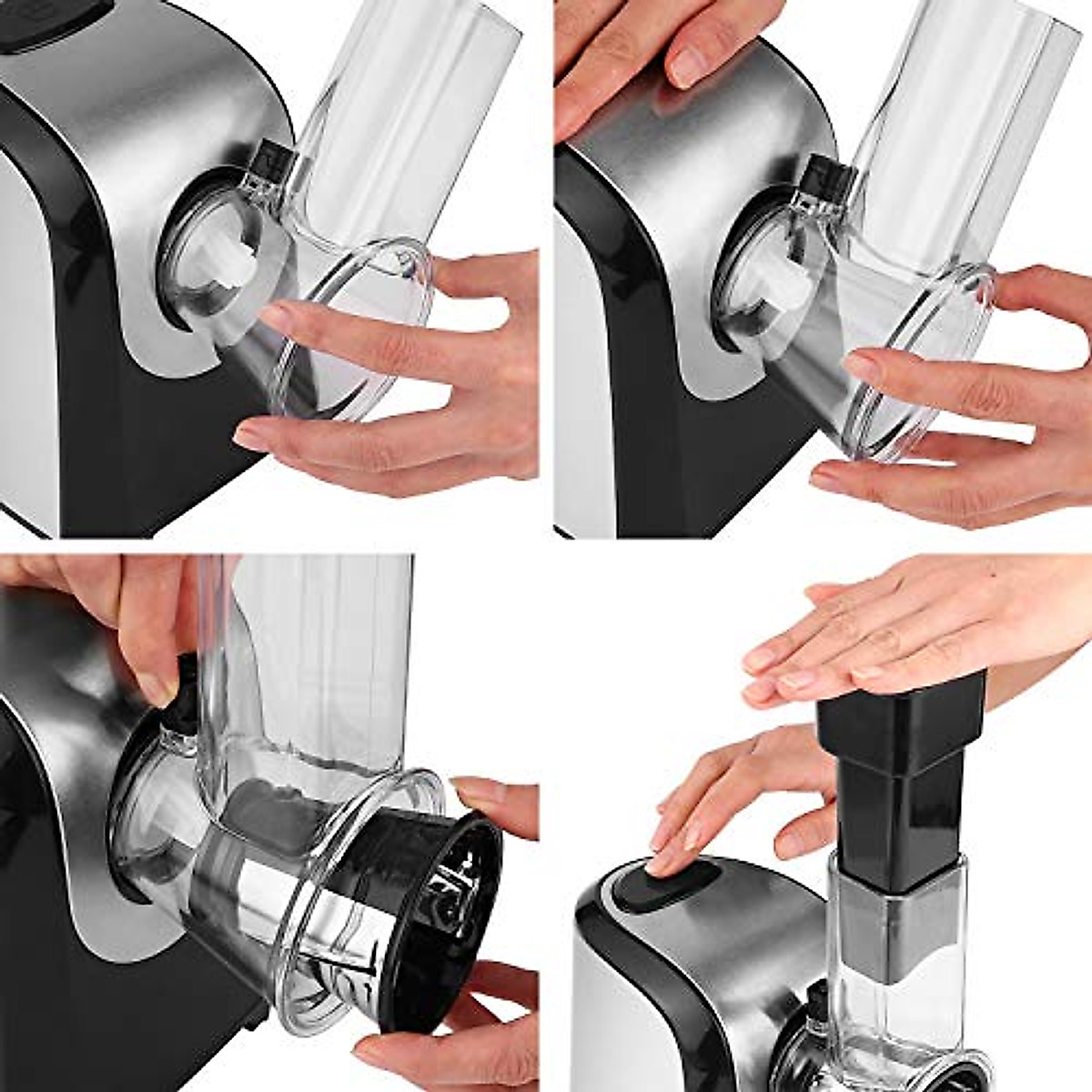 Homdox Electric Cheese Grater 5 in 1 Professional Electric Shredder Vegetable silcer 150W One-Touch Control Salad Maker for Cheese, Chocolate, Fruits, Vegetables