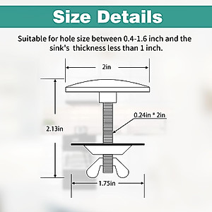 2 Inch Kitchen Sink Hole Cover Stainless Steel Faucet Hole Cover, Kitchen Sink Tap Hole Plate Stopper Cover Blanking Metal Plug (Black)