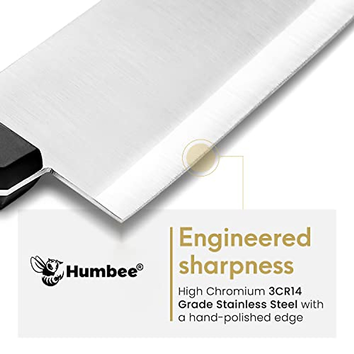 Humbee - Chef Knife 8 Inches - Stainless High Carbon Steel Full Tang Blade for Pro and Personal Use Ergonomic Handle Comfortable Grip