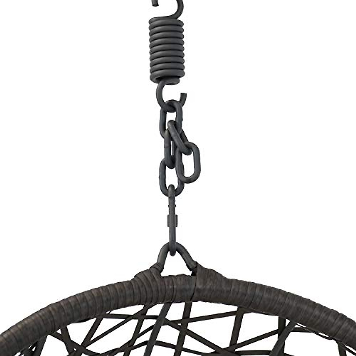 Sunnydaze Caroline Hanging Egg Chair - Resin Wicker - Modern All-Weather Construction Design - Outdoor Lounging Chair - Large Basket Patio Chair with Removable Beige Cushions