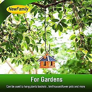 NewFamily 14 Inch 5 Pack Extra Large S Hooks Black Heavy Duty, Long S Hooks for Hanging Plant, Bird Feeder Hooks for Garden