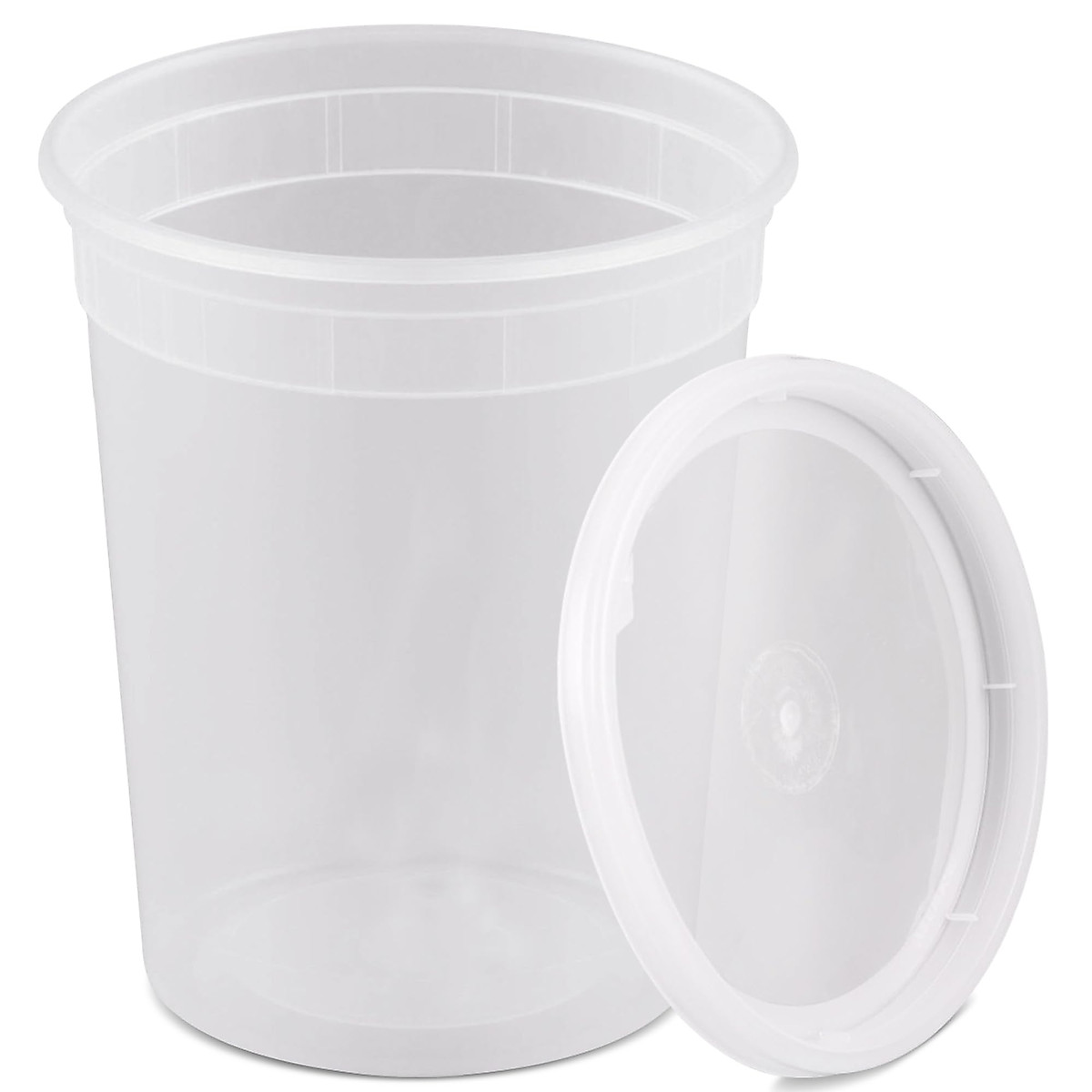 Great Credentials Plastic Soup Food Container with Lids, 32 oz, 12 Pack, Clear