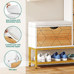 YITAHOME Shoe Cabinet with 2 Flip Drawers for Entryway, Large Shoe Storage Cabinet with Shoe Storage Bench, Hidden Narrow Shoe Rack with Door Shoe Storage Organizer for Living Room, White