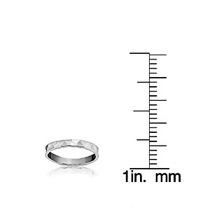 Hoops & Loops 925 Sterling Silver 3.5mm Wide Hammered Stackable Wedding Band Ring for Women Men Teen Girls, Size 9