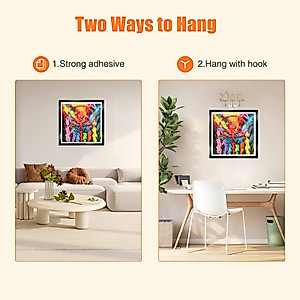 NAIMOER Upgraded 2Pack Diamond Painting Frames, Frames for 35x35cm Diamond Painting Canvas, Magnetic Diamond Art Frame Self-Adhesive, Diamond Painting Frames with Hooks for Wall Window Door (Black)