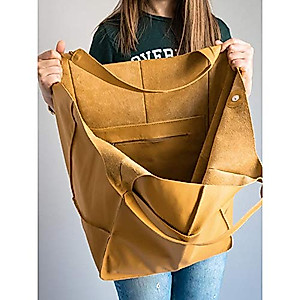 Womens Handbag Large Capacity Pu Leather Satchel Handbag Work Tote Shoulder Bag, Oversized Bag for Women Yellow