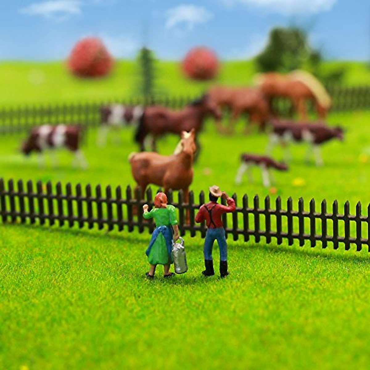 Farm Animals Figure Set,AN8706 36PCS 1:87 Well Painted Farm Animals Cows Horses Figures for HO Scale Model Train Scenery Layout Miniature Landscape New