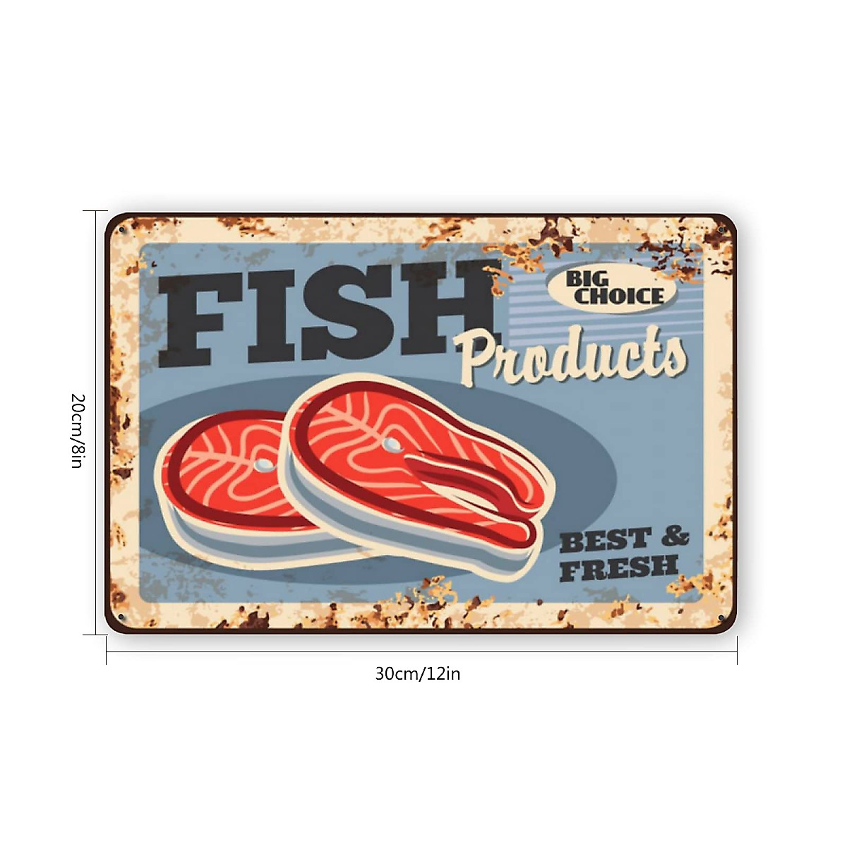 XYHX Iron Sheet Painting-Salmon Fish Rusty Metal Plate (1)(1)-Metal Tin Sign Retro Home Kitchen Office Garden Garage Wall Decor Tin Plaque 8x12inch zs