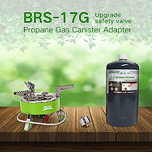 BRS-17GX Propane Gas Canister Adapter 1Lb Propane Small Tank Input and EN417 Lindal Valve Output Propane Canister Converter Multi-Function Adapter for Outdoor Hiking Picnic Kitchen with Gas Tank Bracket