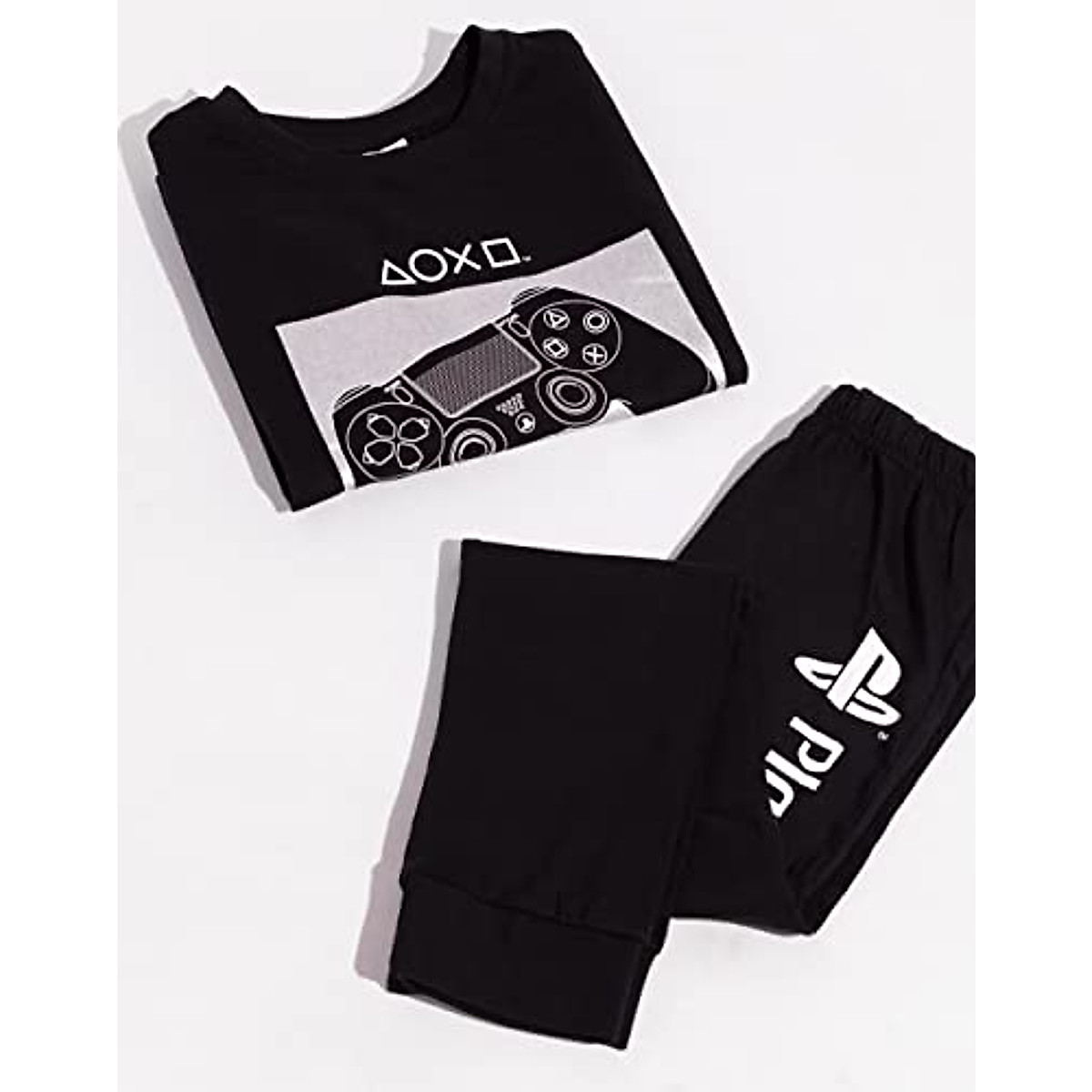 PlayStation Pajamas Boys Kids Long Sleeve Black Controller T Shirt Bottoms 7-8 years