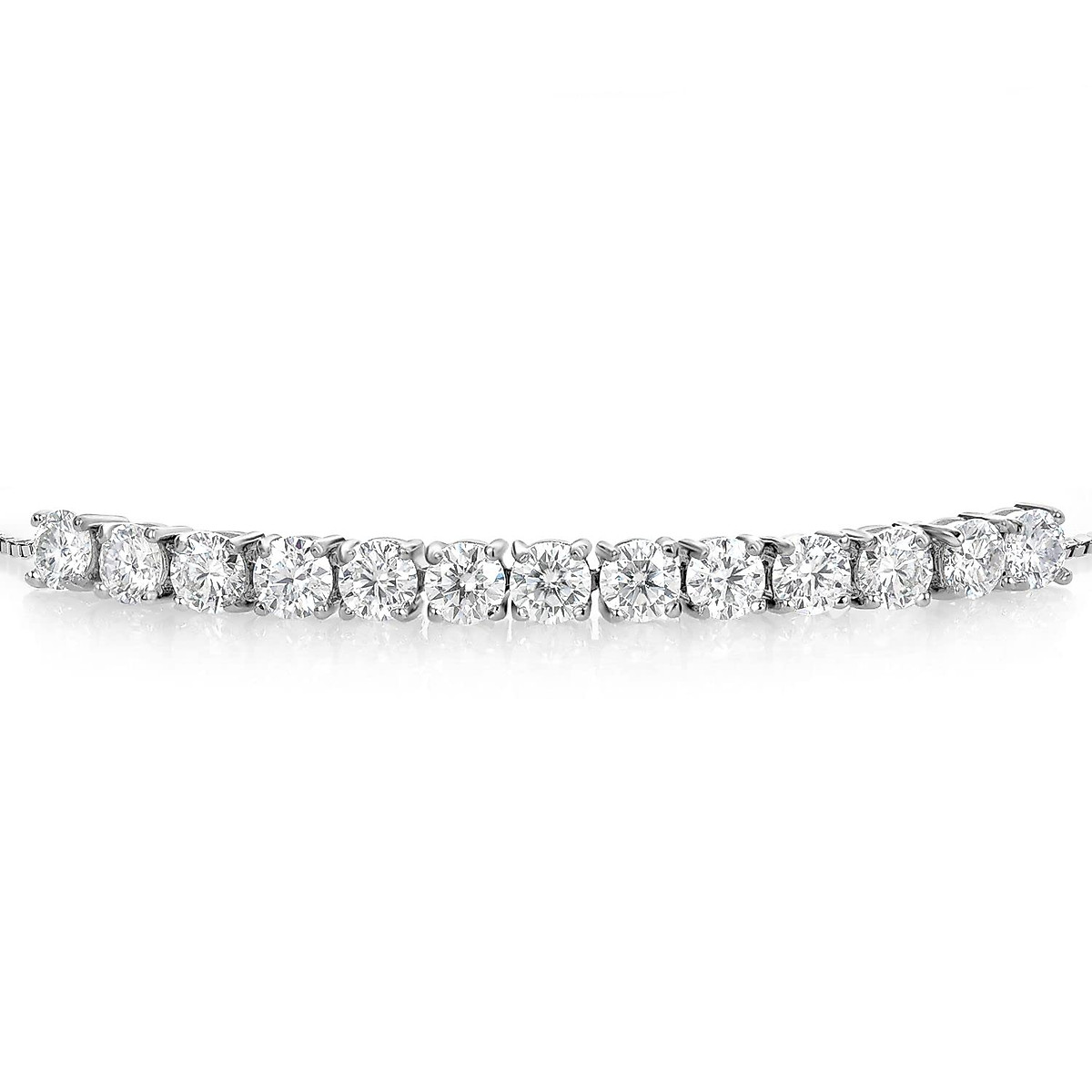 Gem Stone King Moissanite Tennis Bracelet For Women Bridal Wedding Fashion with Box Chain and Slider (3.00 Cttw, Round 4MM, Fully Adjustable Up to 9 Inch)