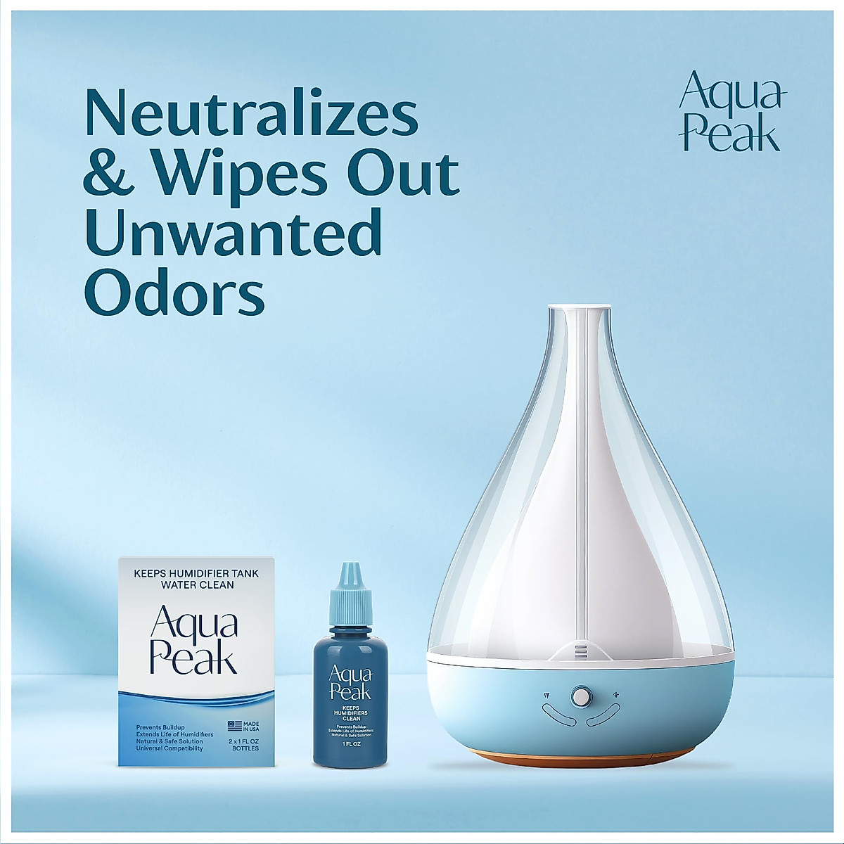 [2-Pack] Humidifier Drops for a Clean Tank - 400+ Uses - Food Grade Humidifier Cleaner - Slows Residue Accumulation and Scaling - Made in USA - Humidifier Water Treatment Cleaning Solution