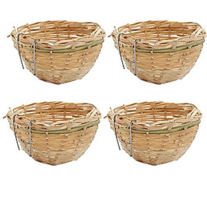 MagiDeal 4pcs Bamboo Canary Nest Finch Breeding Nesting Hanging onto Cage