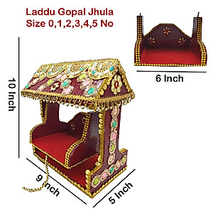 Swing Ladoo Gopal 0,1,2,3 Bal Gopal Khana ji Swing Palana Krishna Jhoola for Janmashtmai Decorative Home Temple Mandir Puja Room
