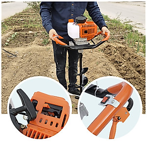 52cc Post Earth Auger Hole Digger Posthole Fence Borer Petrol Drill 8 Post Hole Digger Gas Powered Fence Ground Drill+4"/6"/8" Bit