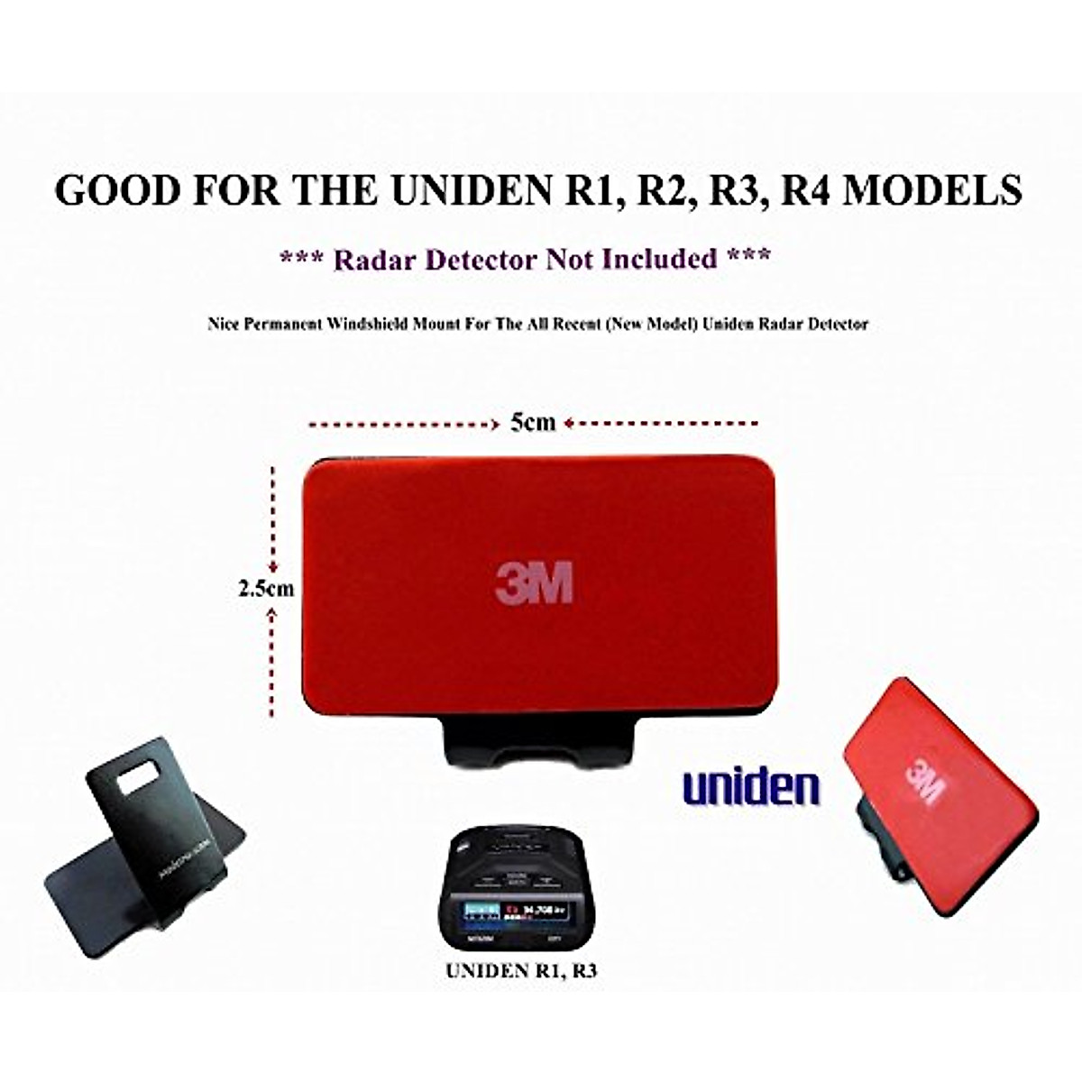 U3M Improved Permanent Windshield Mount for Many Uniden Radar Detectors