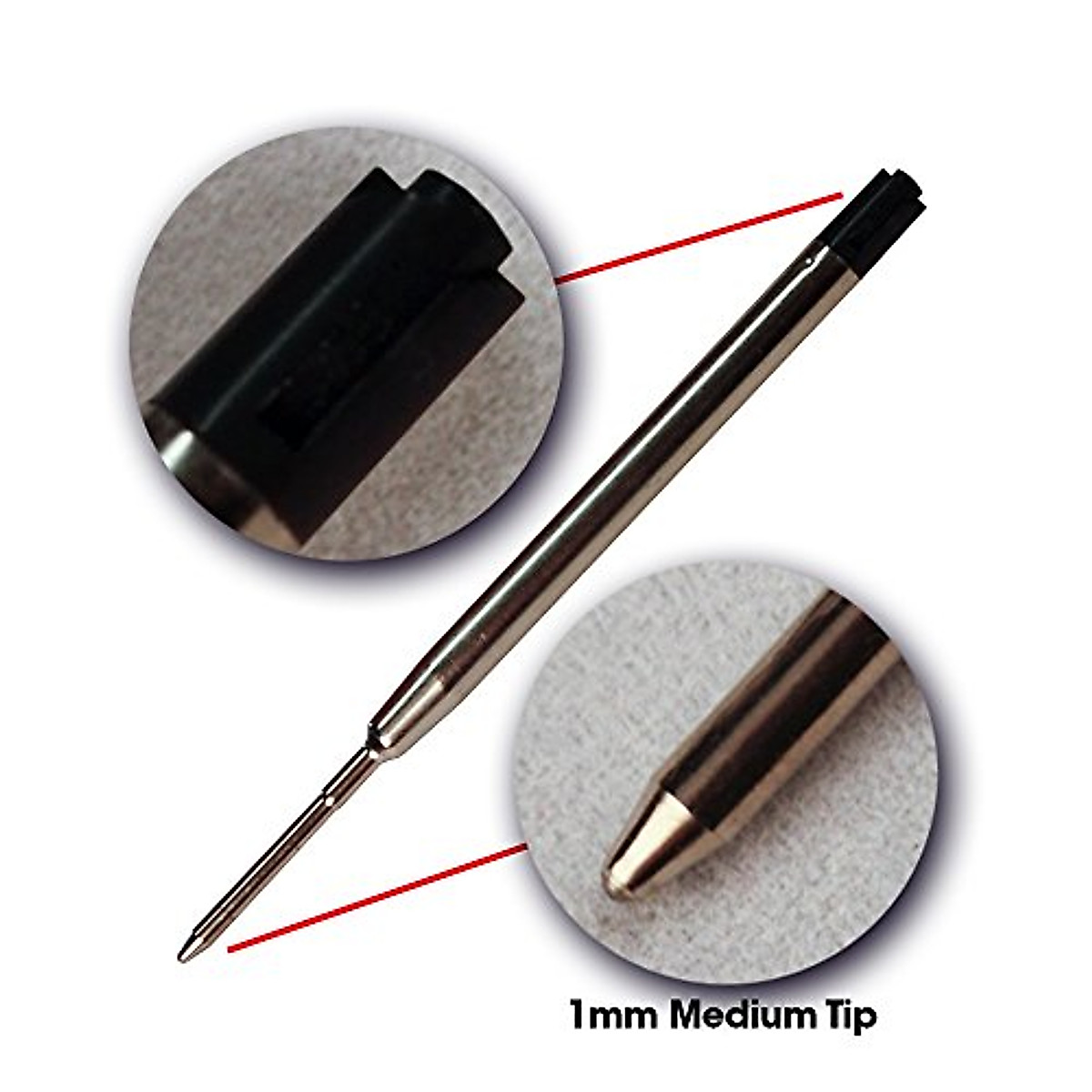 6 - Black Parker® Compatible Ballpoint Pen Refills. Smooth Writing German Ink and 1mm Medium Tip. #1782467