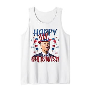 Funny Joe Biden Happy Halloween Confused 4th Of July 2023 Tank Top