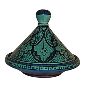 Moroccan Handmade Serving Tagine Ceramic With Vivid colors Original 10 Inches in Diameter Aqua