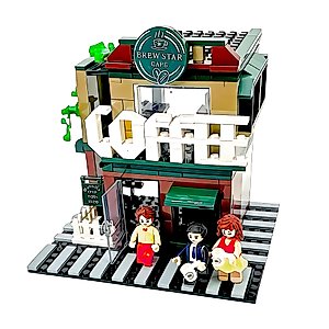 General Jim's Modular City Building Blocks Coffee Shop Set – 283 Pieces | 2-Story Café Playset | Compatible with Major Brick Brands | Coffeemaker, Restaurant Seating, Menu Board & Walk-Up Window