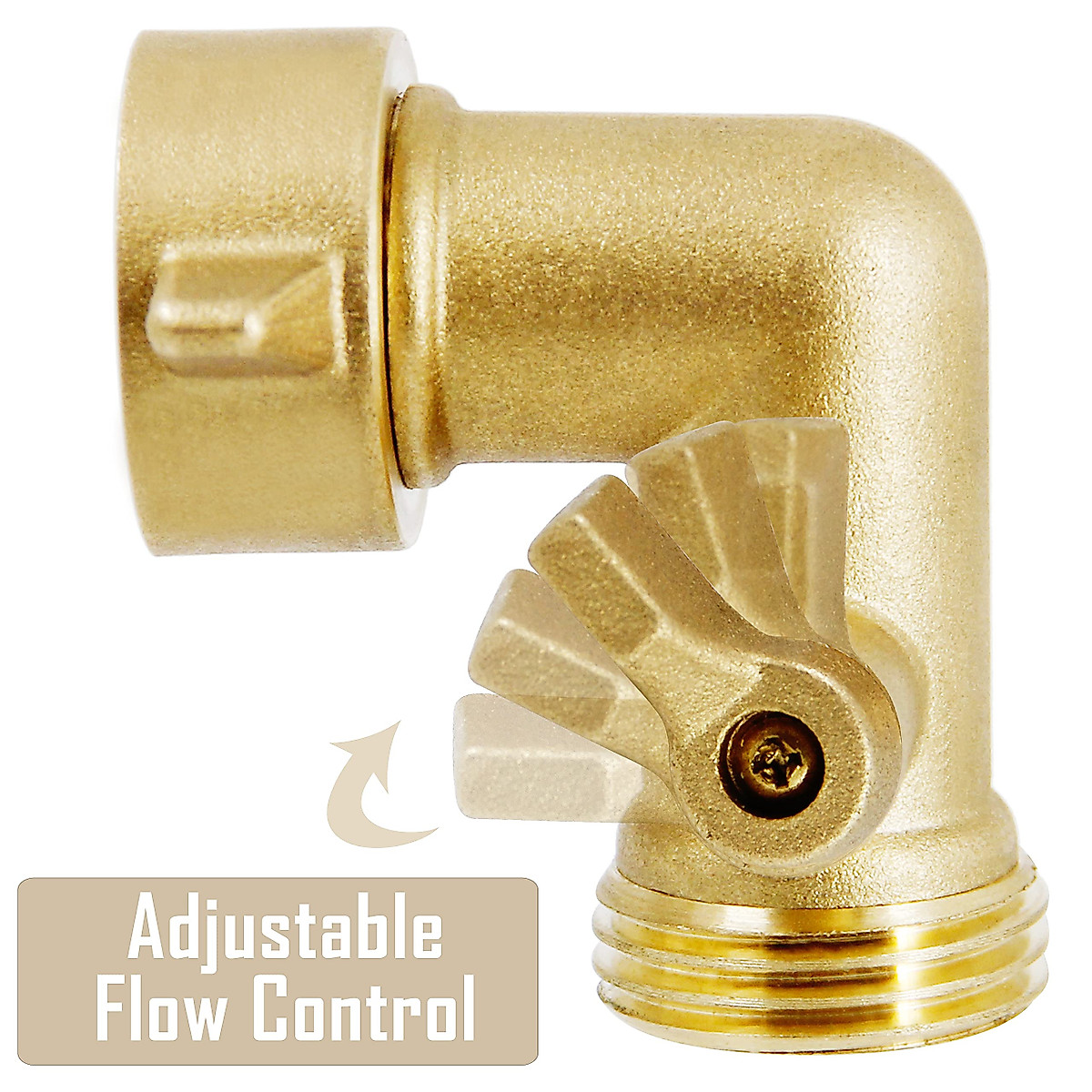Lifynste Garden Hose Elbow Connector, 90 Degree Brass Garden Hose Elbow Adapter with Shut Off Valves, 4 Pack