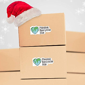 muminglong, 1.5 Inch Please Recycle Me Sticker, Thank You Sticker, Reused Box, Recycling Label, Love Shaped Earth Sticker,Handmade Sticker,Packaging Sticker, 500 PCS