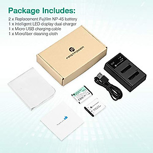 FirstPower NP-45/NP-45A/NP-45S Battery (X2) and Dual Charger for Fujifilm INSTAX Mini 90 Fuji FinePix XP140 XP130 XP120 XP90 XP80 XP70 XP60 XP30 XP20 T560 T550 T510 T500 T400 T360