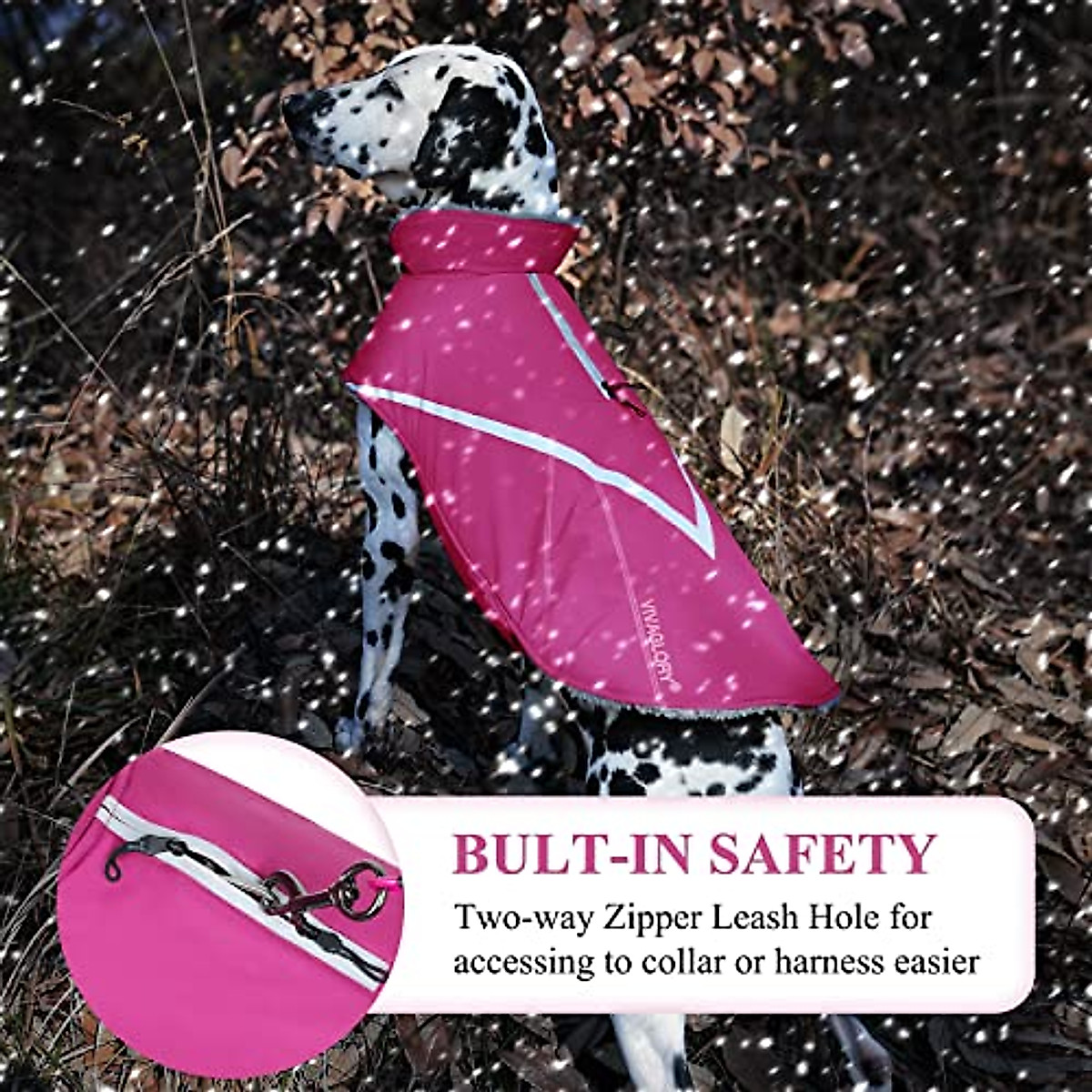 VIVAGLORY Cold Weather Dog Coats, Cozy Water-Repellent Windproof Dog Vest Winter Dog Coat, Warm Pet Apparel for Winter Dog Jacket for Small Medium Dogs with Furry Collar, Fuchsia M