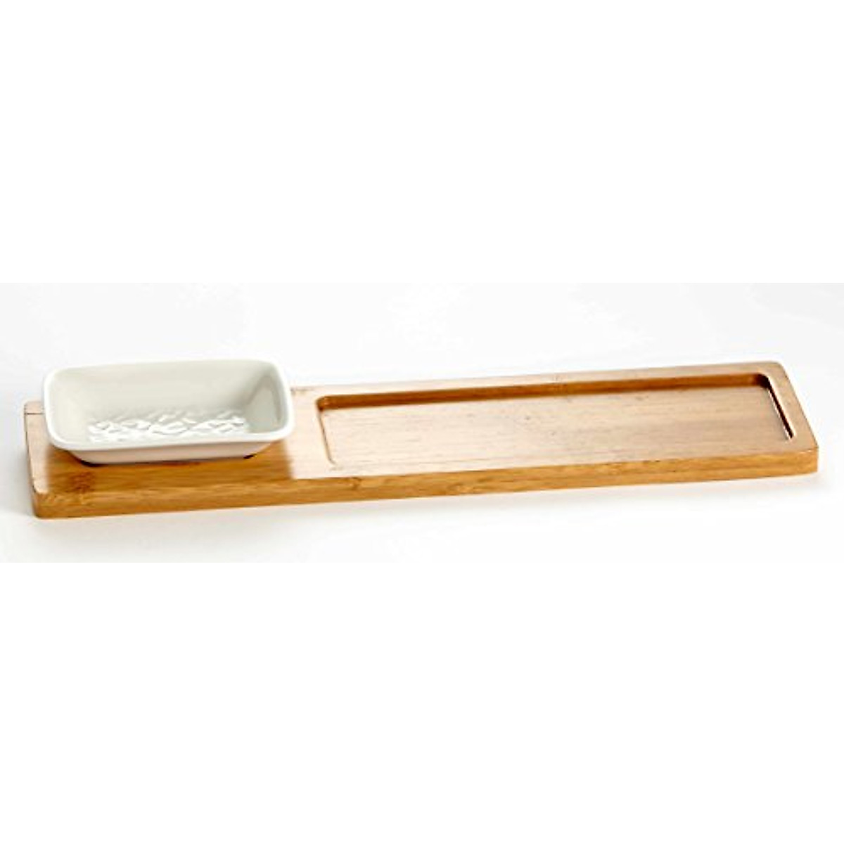 Artisano Designs La Panetteria Board with Dipping Dish Bread EVOO Serving Tray, Packaged Favor Dimensions Approx. 4.5” x 13" x 3.5" (11 x 33 x 9 cm). Bamboo 3.25" x 12.5" x 0.5" (8 x 32 cm x 1.2 cm