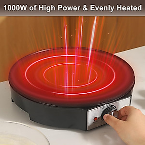 UVFAST Crepes Maker 12'', Electric Crepe Maker & Griddle, Non-Stick Crepe Pan, Crepe Machine with Crepe Spreader, Perfect for Crepes Roti, Tortilla, Blintzes, Pancakes, Adjustable Temperature, 1000W