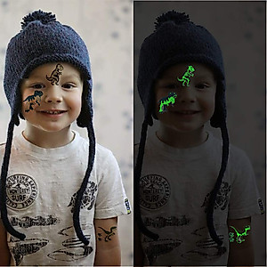 Ooopsiun Luminous Dinosaur Temporary Tattoos for Kids - 90 Styles Glow in The Dark, Dinosaur Birthday Party Decorations Supplies Favors for Boys Kids