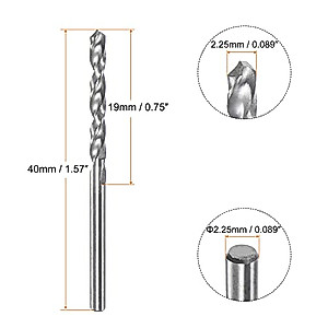 HARFINGTON 2pcs Solid Carbide Drill Bits 2.25mm C3/K10 Tungsten Carbide Precision Mini Micro Straight Shank Twist Drill Bit for Stainless Steel Metal Plastic Wood