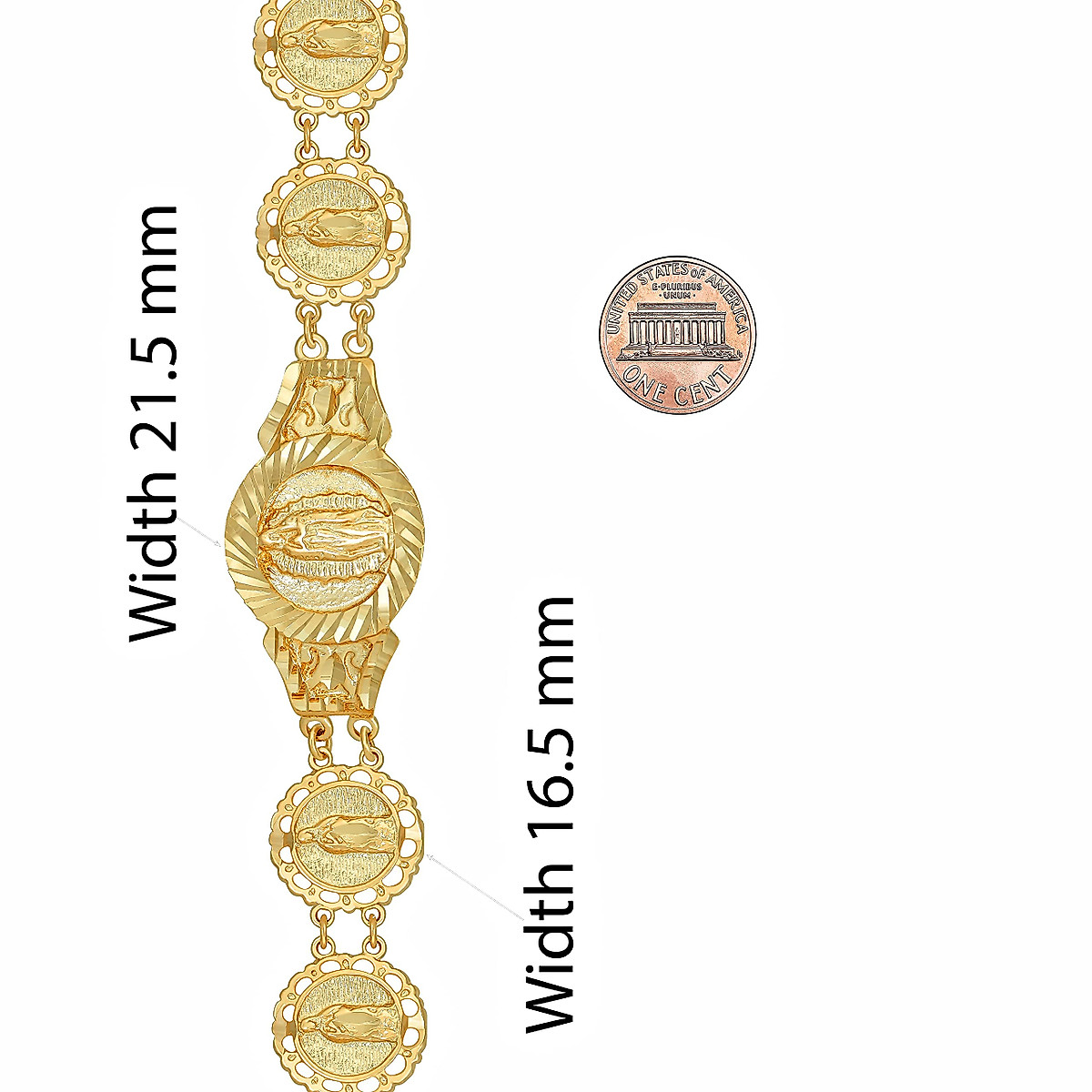 LIFETIME JEWELRY Lady of Guadalupe Emblem Link Bracelet for Men & Women 24K gold plated (7)