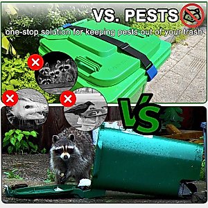 1PC Metal Double-Claw Trash Can Lock Straps for Animals,Bungee Cord Garbage Bin Lock,Outdoor Racoon Garbage Can Lid Lock Straps to Keep Racoons,Trash Can Bin Lid Locks Bungee Cord Outside【BLUE HOOKS】