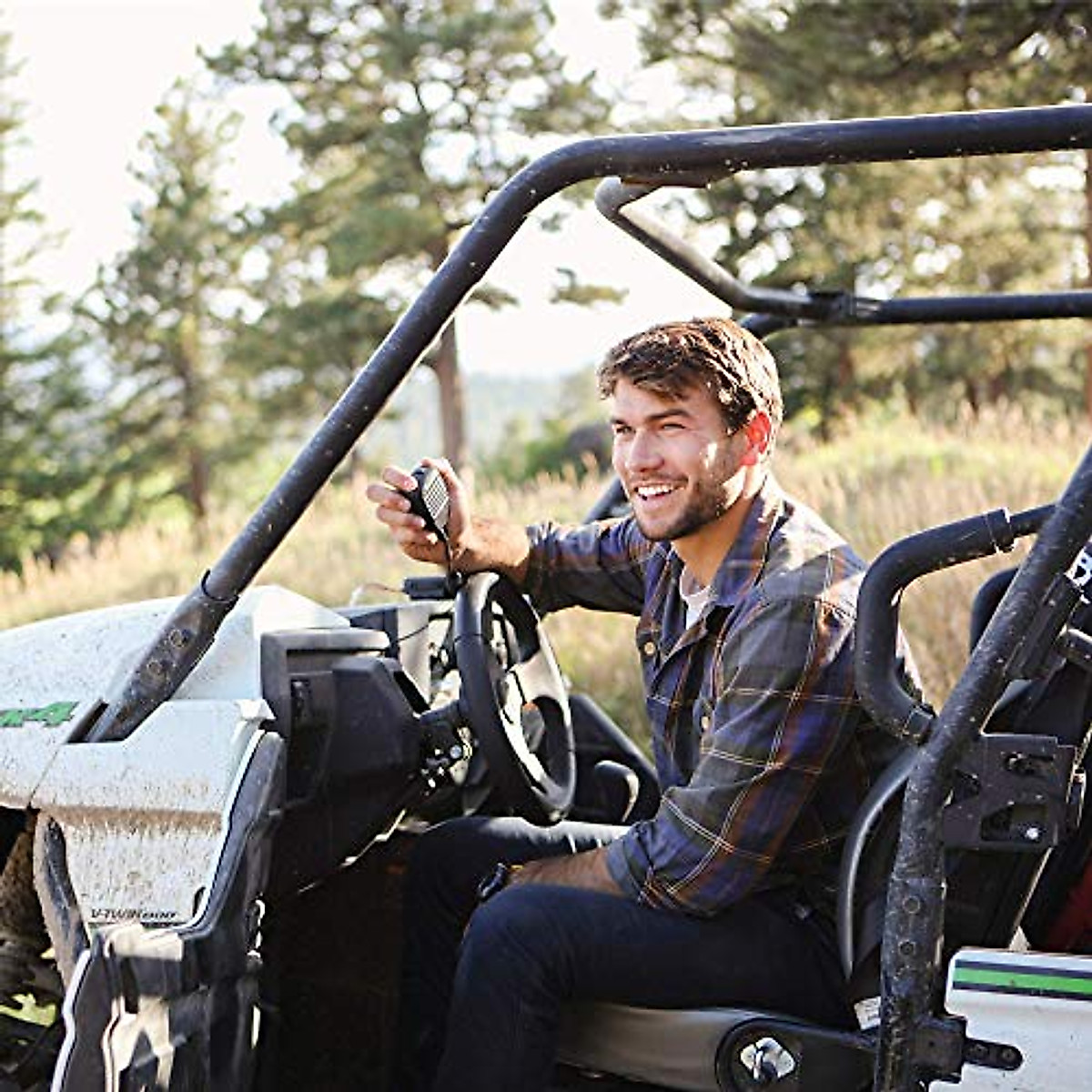 Midland Two-Way Radio - with External Magnetic Mount Antenna & GXT1000 Radio - Long Range Walkie Talkies (Black/Silver, Pair Pack)