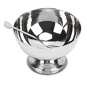 TOPINCN Metal Bowl, Stainless Steel Bowl Short Footed Medium Small Size Stainless Steel for Serving Ice Cream for Dessert Snacks