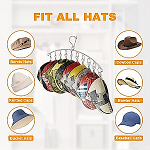 M MOACC Hat Racks for Baseball Caps Hangers Set of 2 Hat Rack with 10 Stainless Steel Clips Hat Hanger Holder Cap Organizer for Closet Room Storage Display, Fits All Caps, Silver
