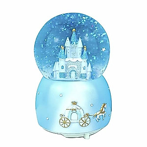 Snow Globe Castle Crystal Ball Automatic Snowfall Musical Rotating Crystal Ball with 7 Color Changing Lights Music Box Castle for Girls Boys Xmas Santa