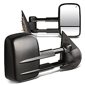 Pair Black Power Heated Telescoping Rear View Side Towing Mirrors Compatible with Silverado Sierra GMT900 07-14