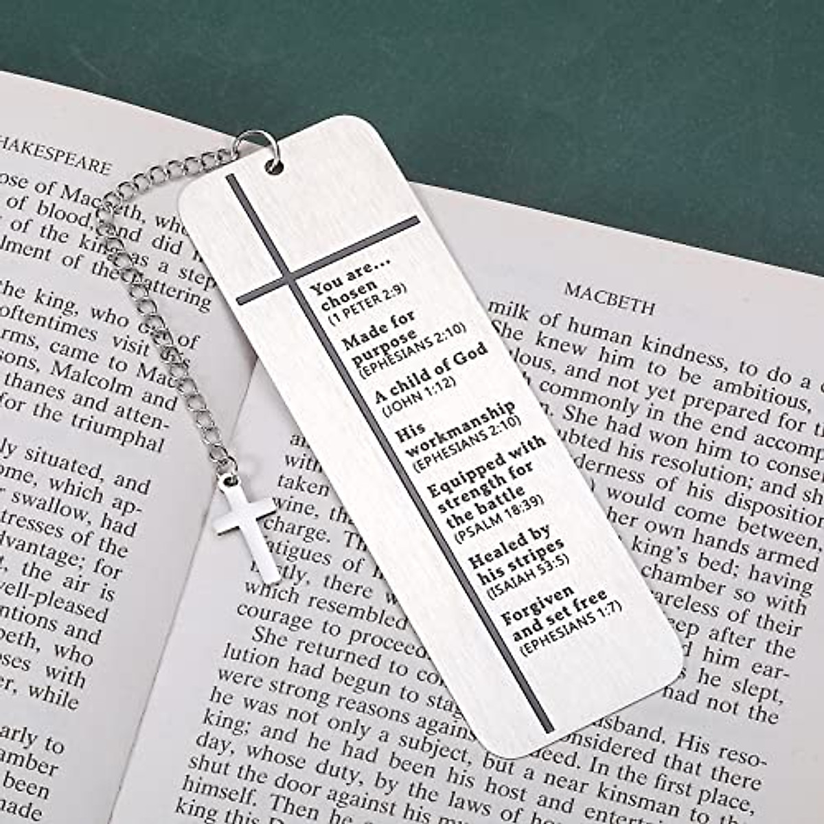 Christian Gifts Bookmarks for Women Men Son Daughter Christmas Birthday Religious Presents Adult Girl Boy Baptism Gift Bible Book Marker with Chain Cross for Catholic Friend Sister Coworker Booklover