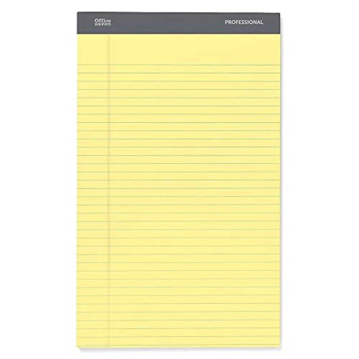 Office Depot Professional Legal Pad, 8 1/2in. x 14in., Canary, Legal Ruled, 50 Sheets, 4 Pads/Pack, 99489