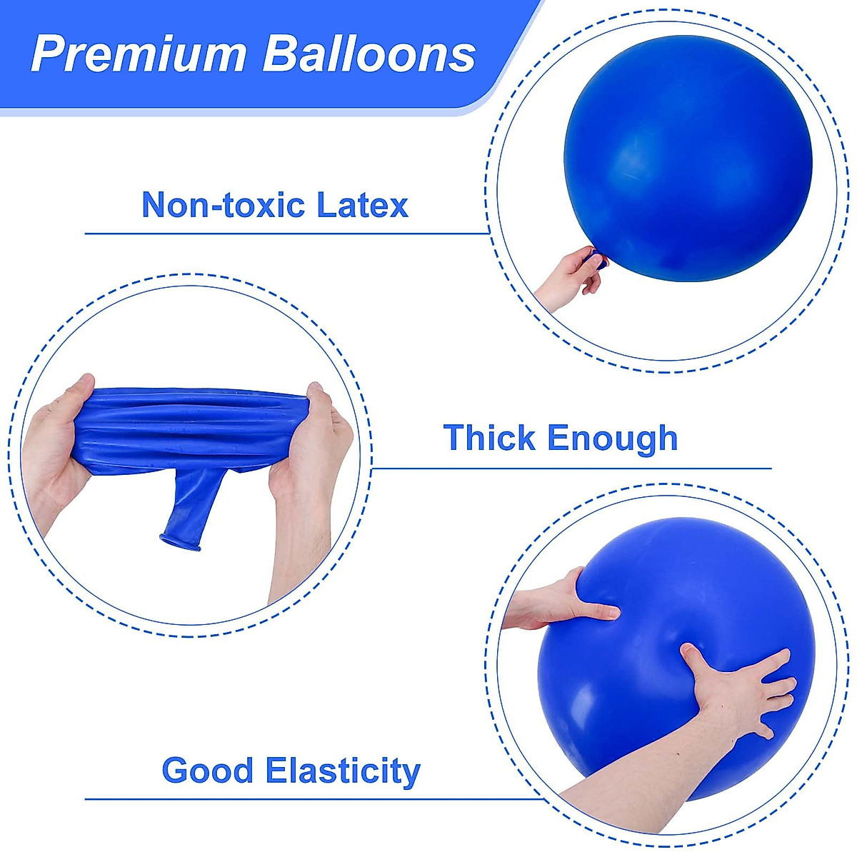 RUBFAC 36in Royal Blue Giant Balloons, 5pcs Royal Blue Latex Helium Balloons for Birthday Party Photo Shoot Graduation Baby Shower Decoration