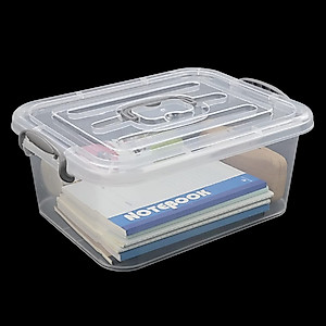 Minekkyes 2 Packs Plastic Storage Box, Clear Latching Storage Bin with Lids/Handles, 8 L