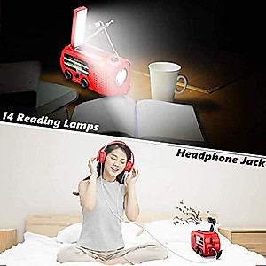 iRonsnow 5000mAh AUTO Alert Emergency Weather Radio, Solar Hand Crank Portable NOAA AM/FM Radio with Headphone Jack Power Bank USB Phone Charger, SOS Alarm Flashlight, Reading Light for Camping Hiking